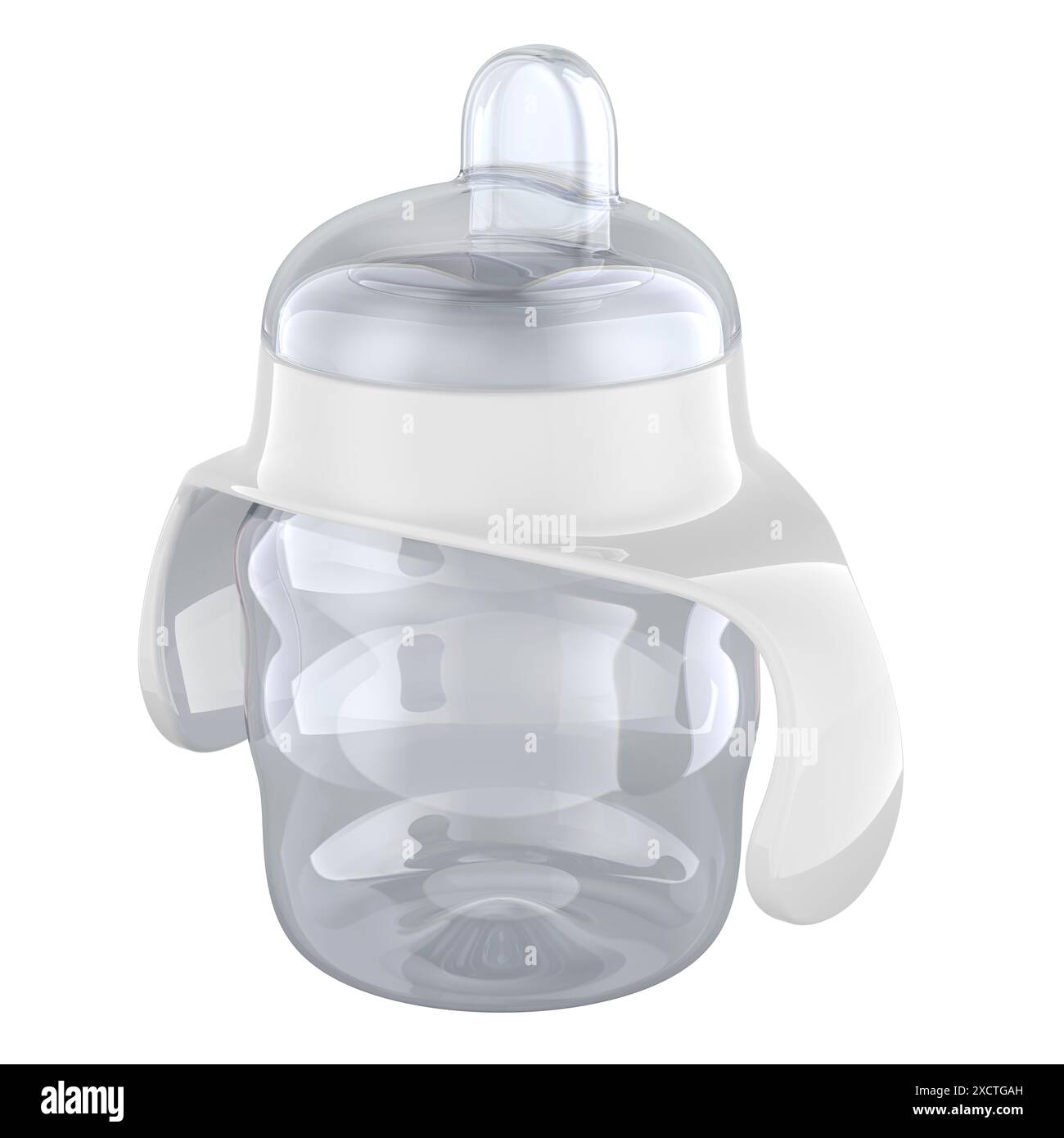 White Baby Sippy Cup and Training Cup for Baby. 3D rendering isolated ...