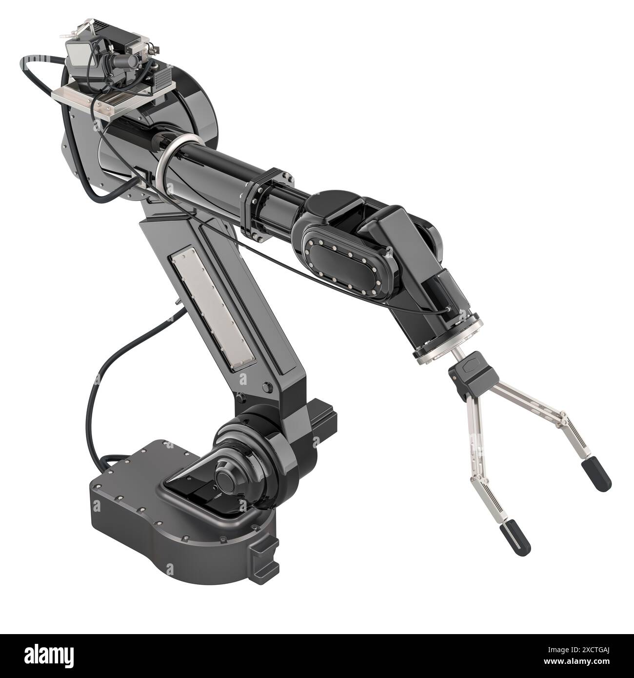 Black Robotic Arm, 3D rendering isolated on white background Stock ...