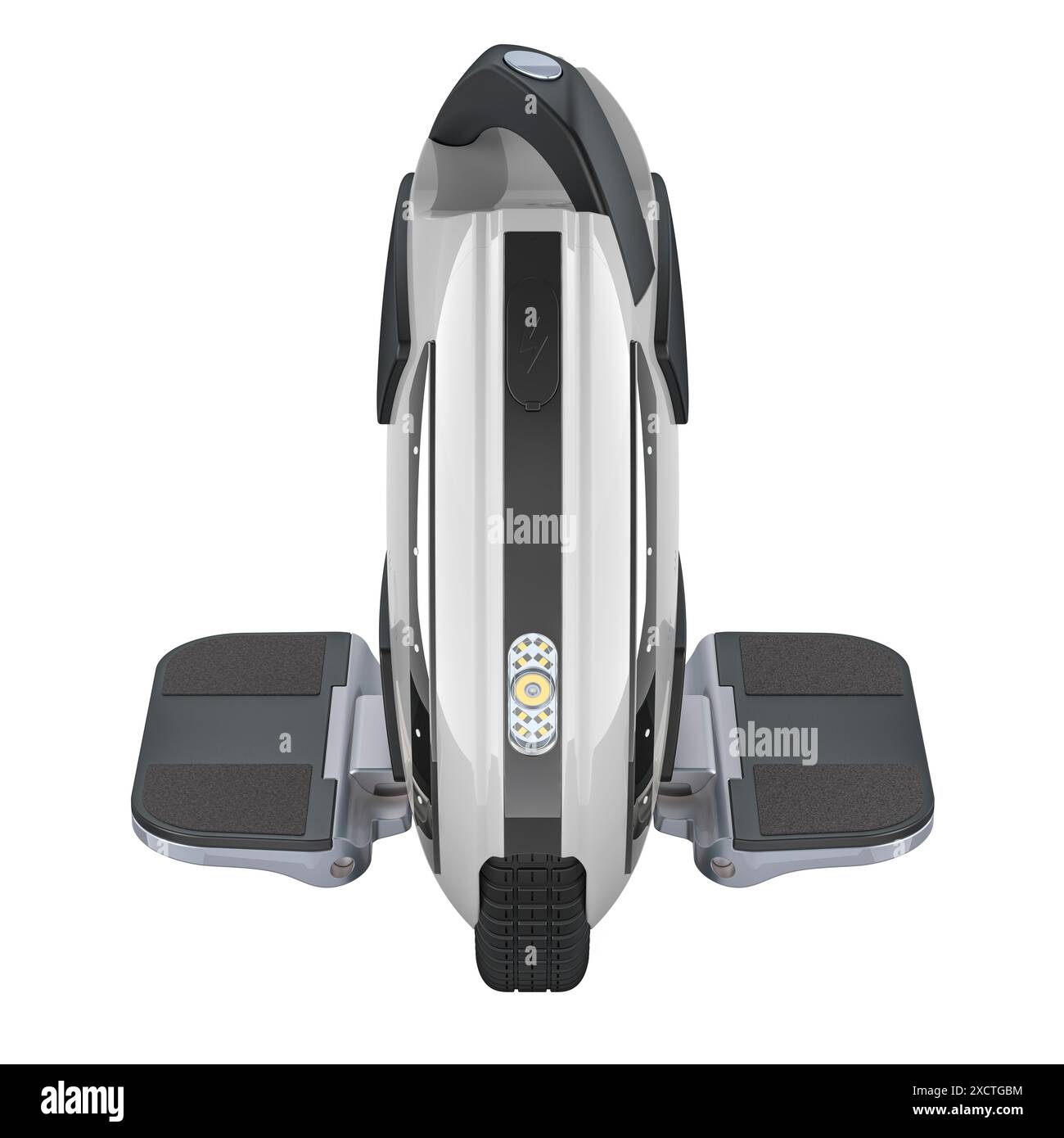 White Electric Unicycle, 3D rendering isolated on white background ...