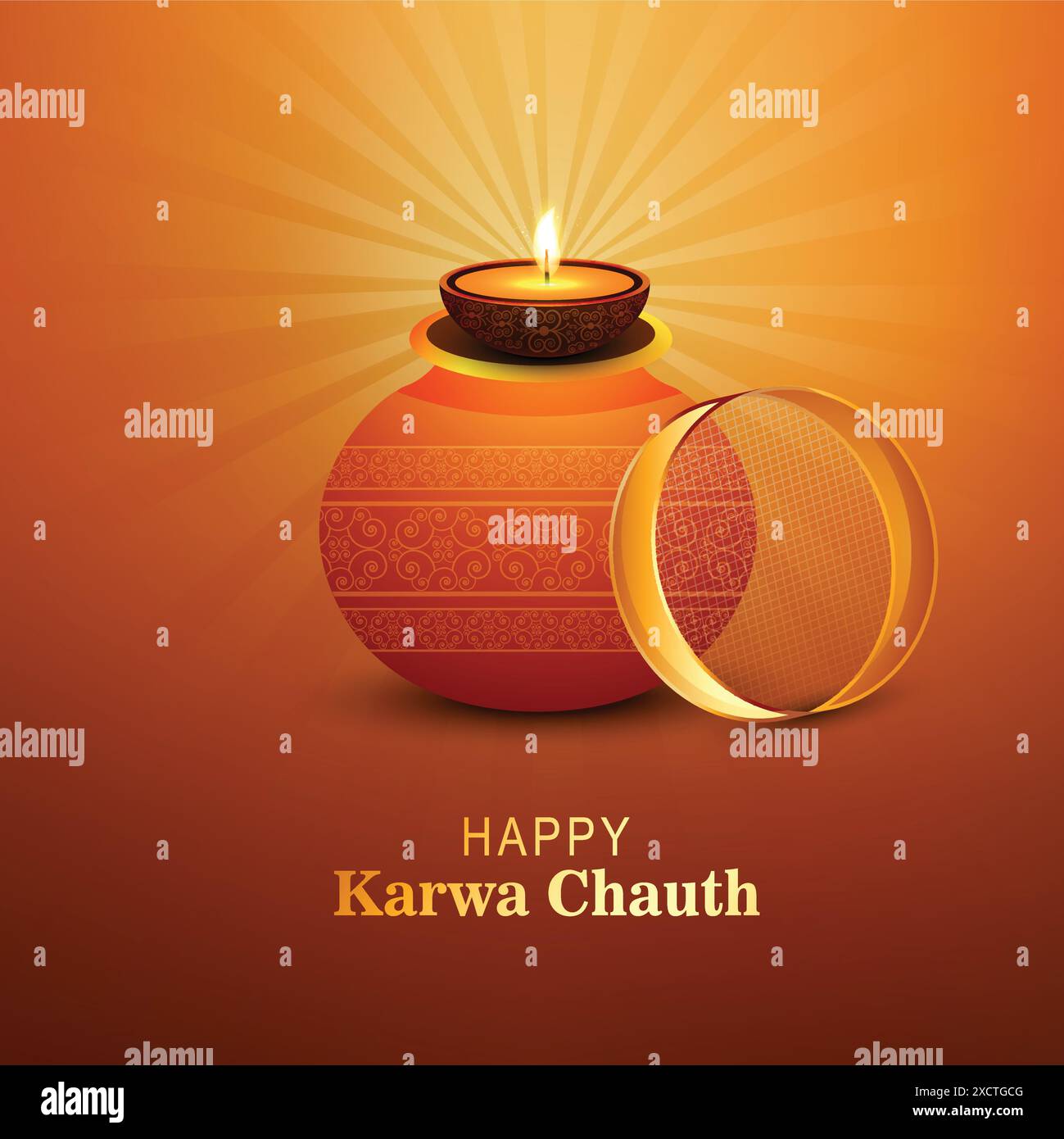 Happy Karwa Chauth Festival Card Celebration Background Stock Vector ...