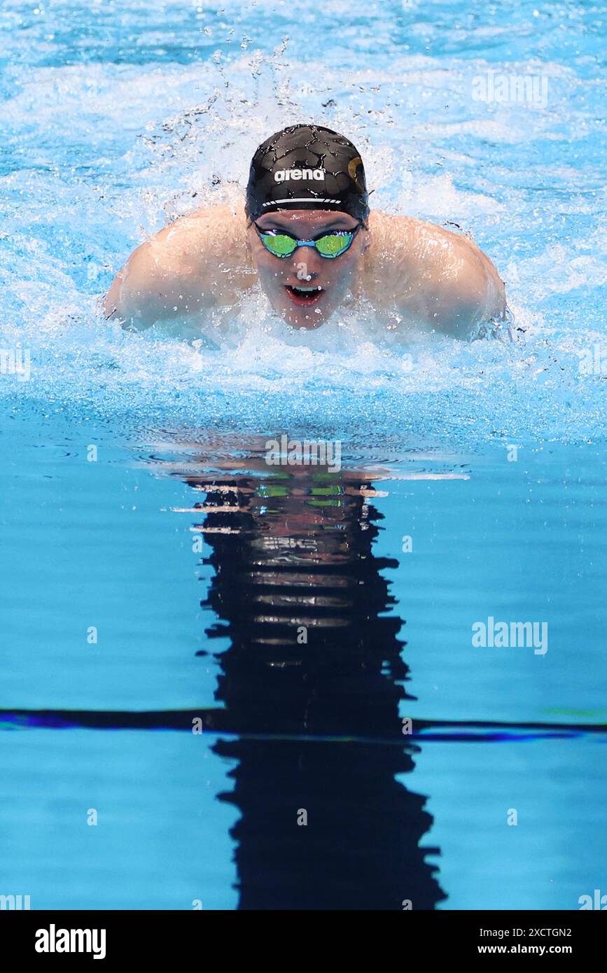 June 18, 2024, Indianapolis, Indiana, USA: Thomas Hellman swims in the men's 200 LC meter ...