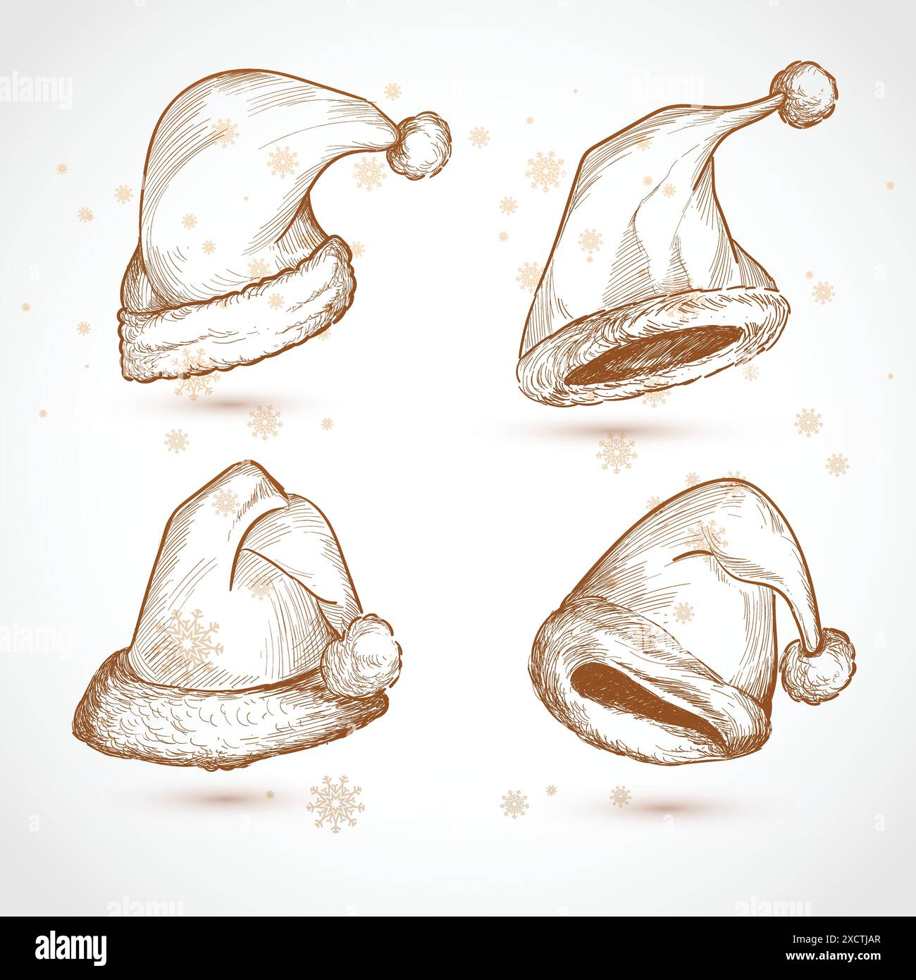 Hand drawn christmas hats sketch set design Stock Vector Image & Art ...