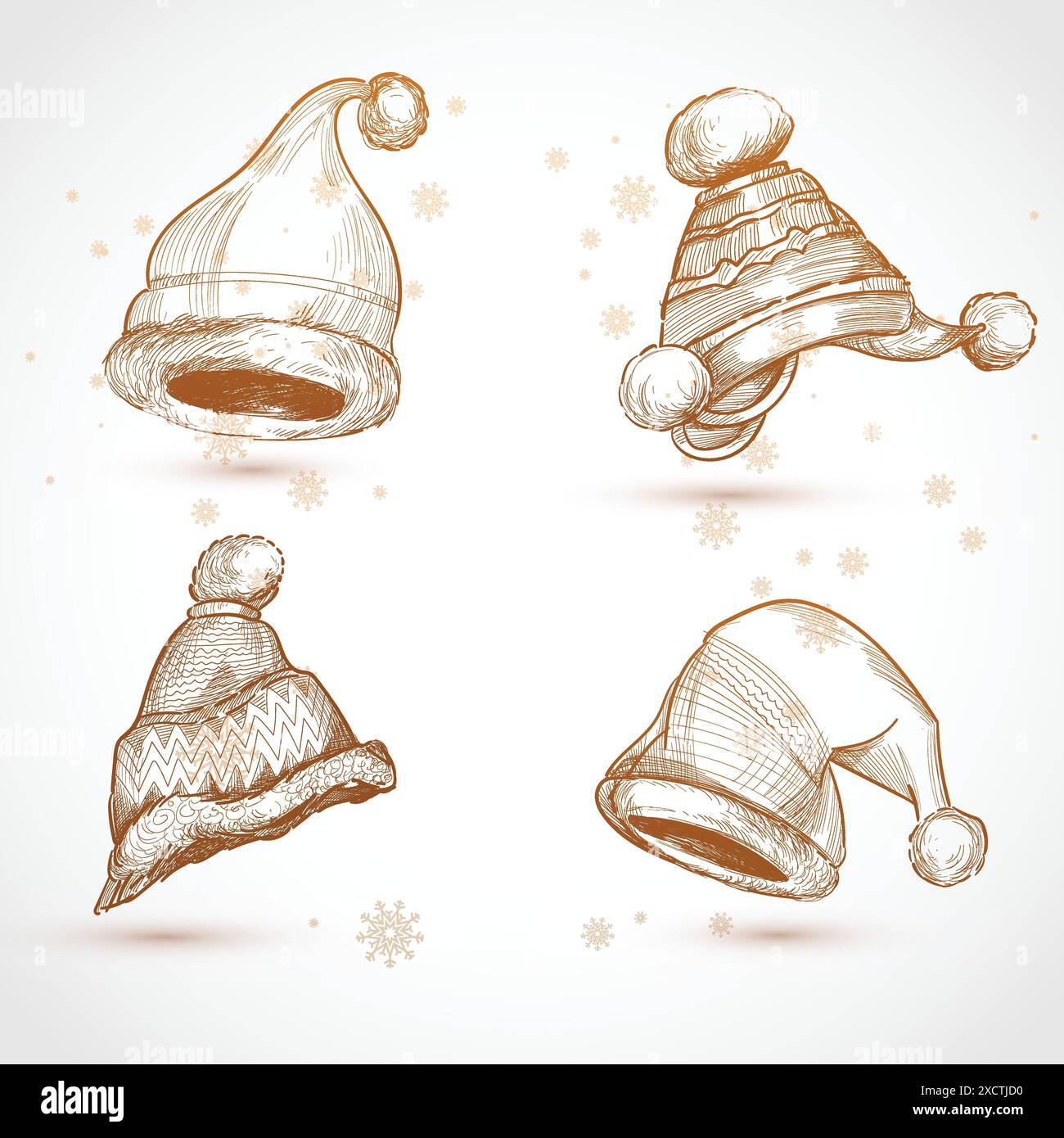Hand drawn christmas hats sketch set design Stock Vector Image & Art ...