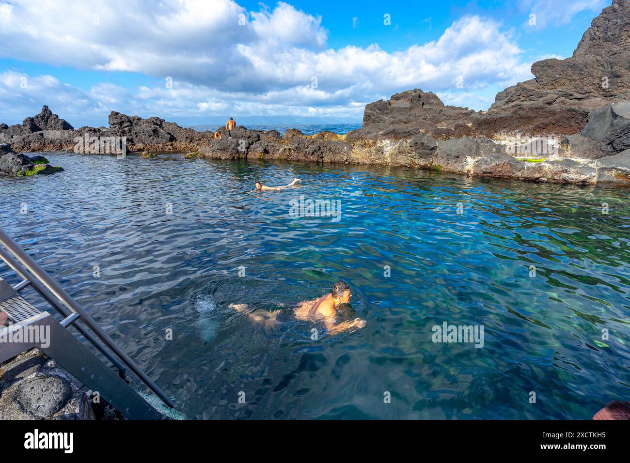 Natural pool on the island of Pico in the Azores archipelago Stock ...