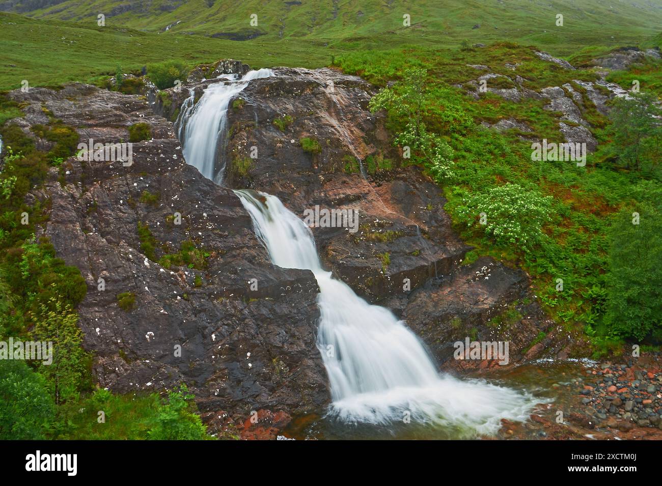 The Meeting of Three Waters in Glencoe produces a series of waterfalls ...
