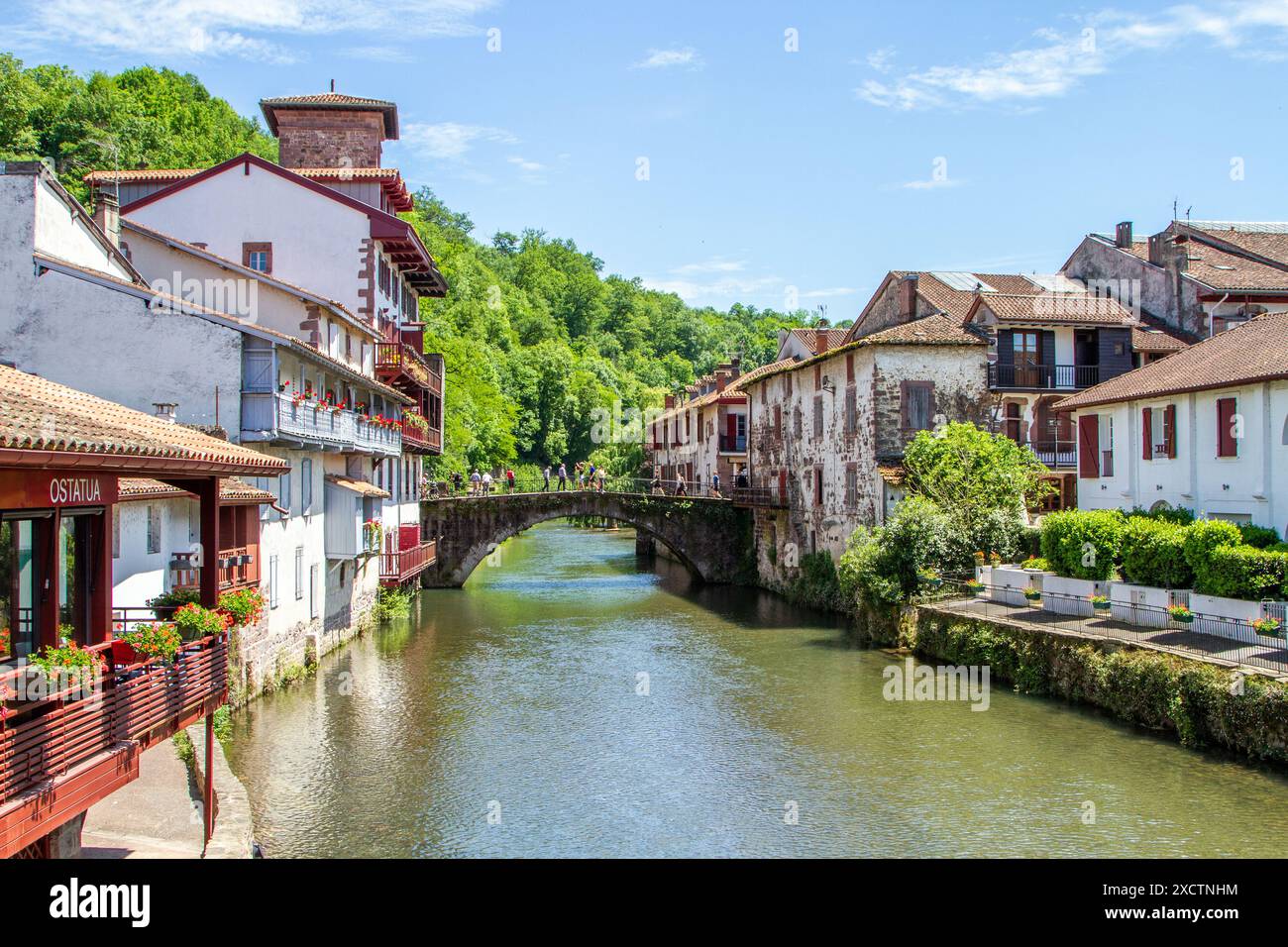 The river Nive flowing through the French town of Saint-Jean-Pied-de ...