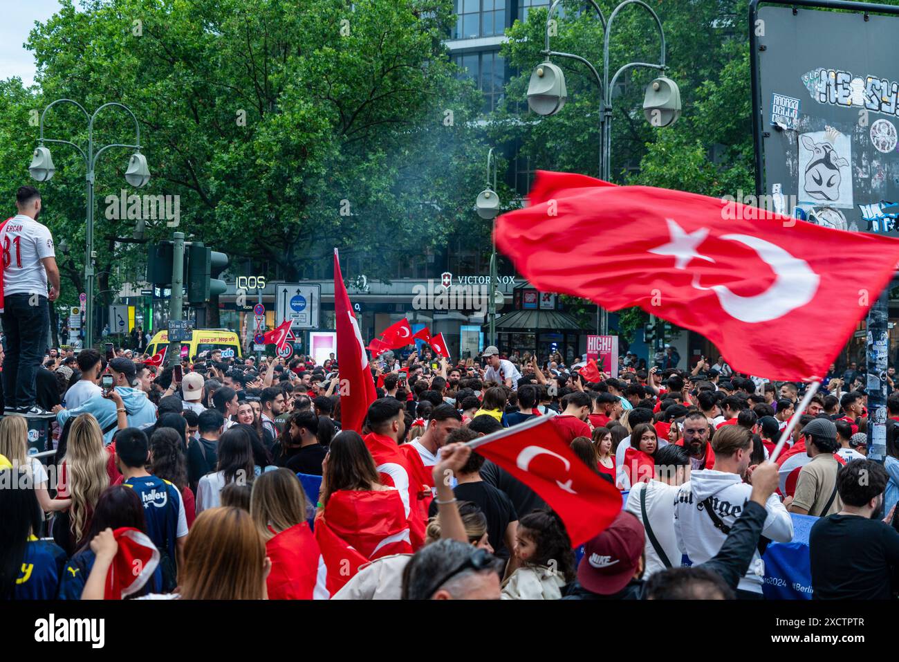 Berlin Germany June 18, 2024: Turkish fans celebrate victory over ...
