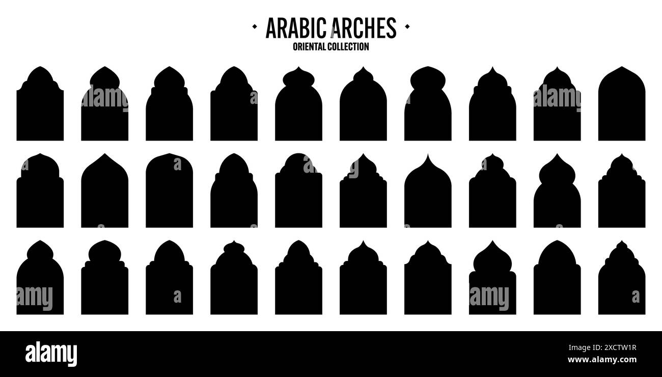 Islamic frames, oriental style objects. Arabic shapes, windows and ...