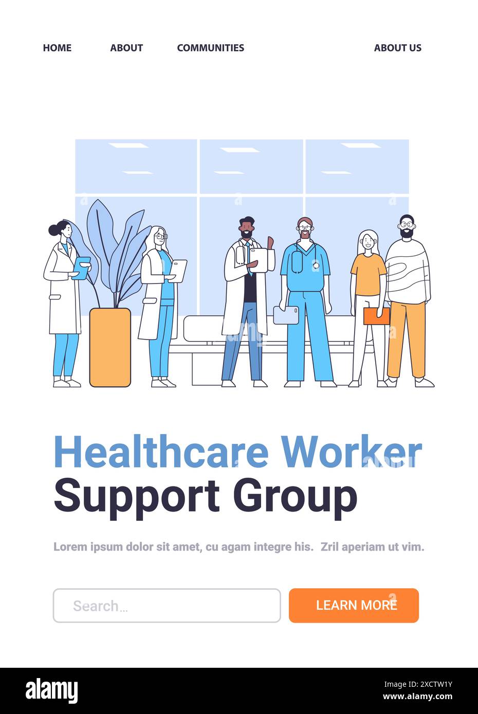 Healthcare workers support group diverse team standing together medical ...