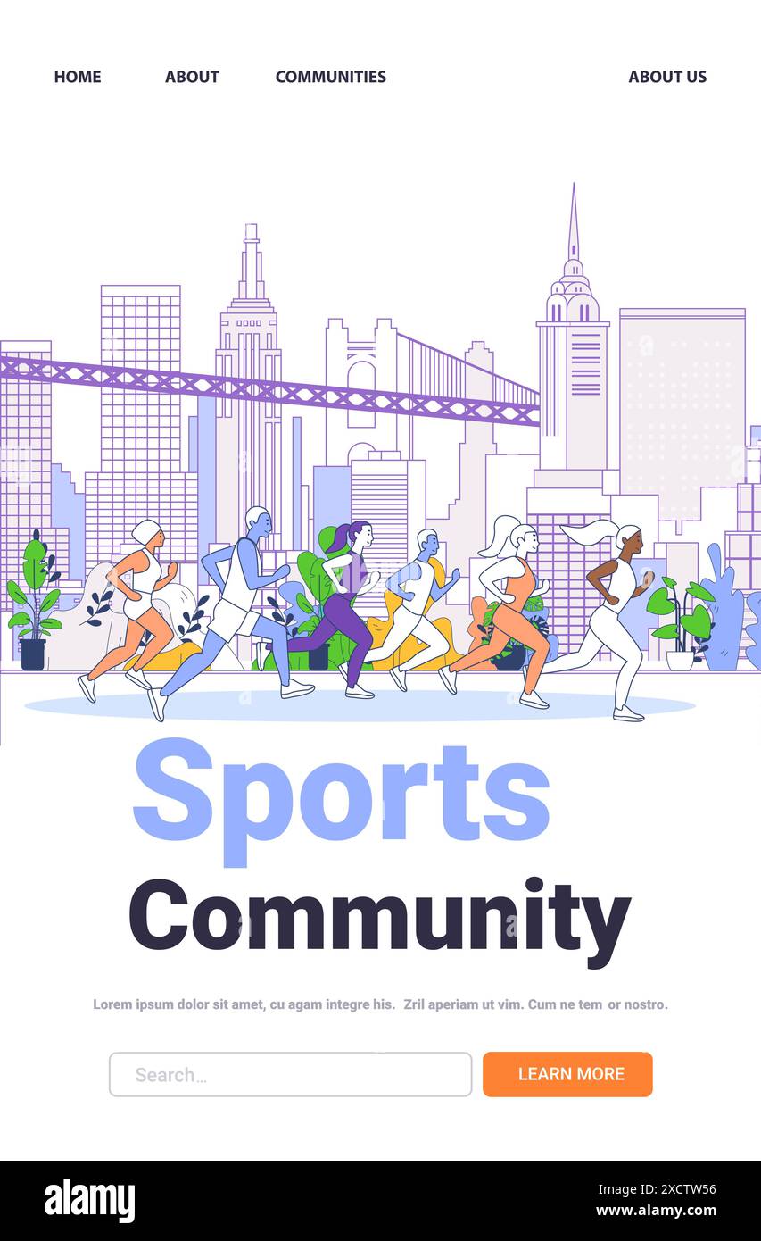 Running group in cityscape background diverse athletes jogging in urban ...