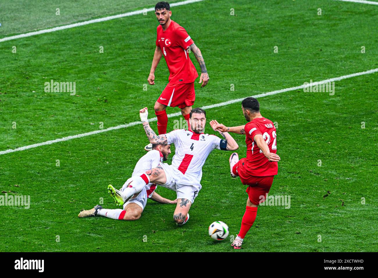 Guram Kashia (4) of Georgia , Kaan Ayhan (22) of Turkey during a soccer ...