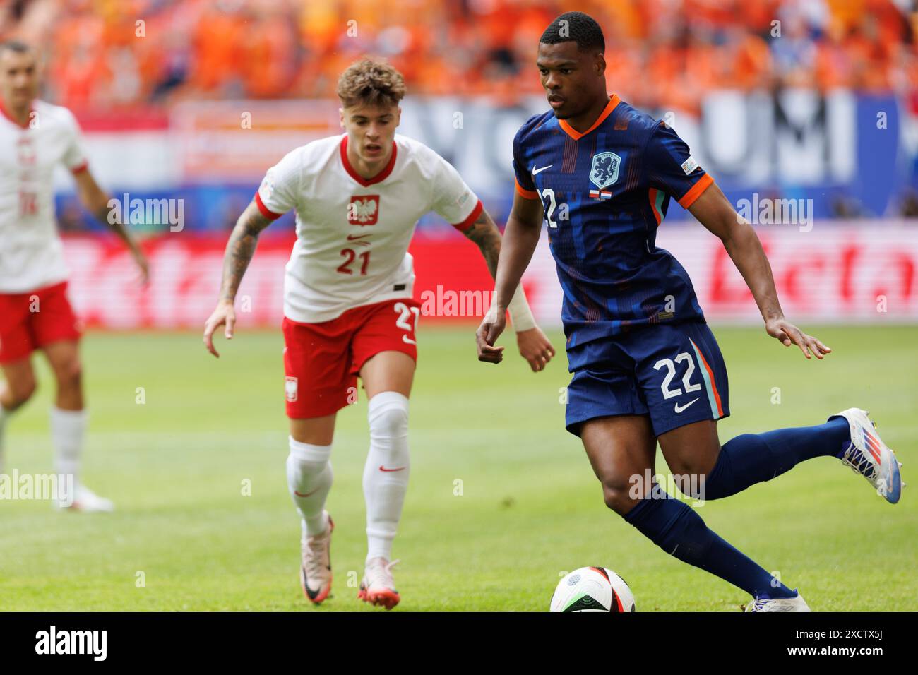 Nicola Zalewski (Poland) and Denzel Dumfries (Netherlands) seen in ...