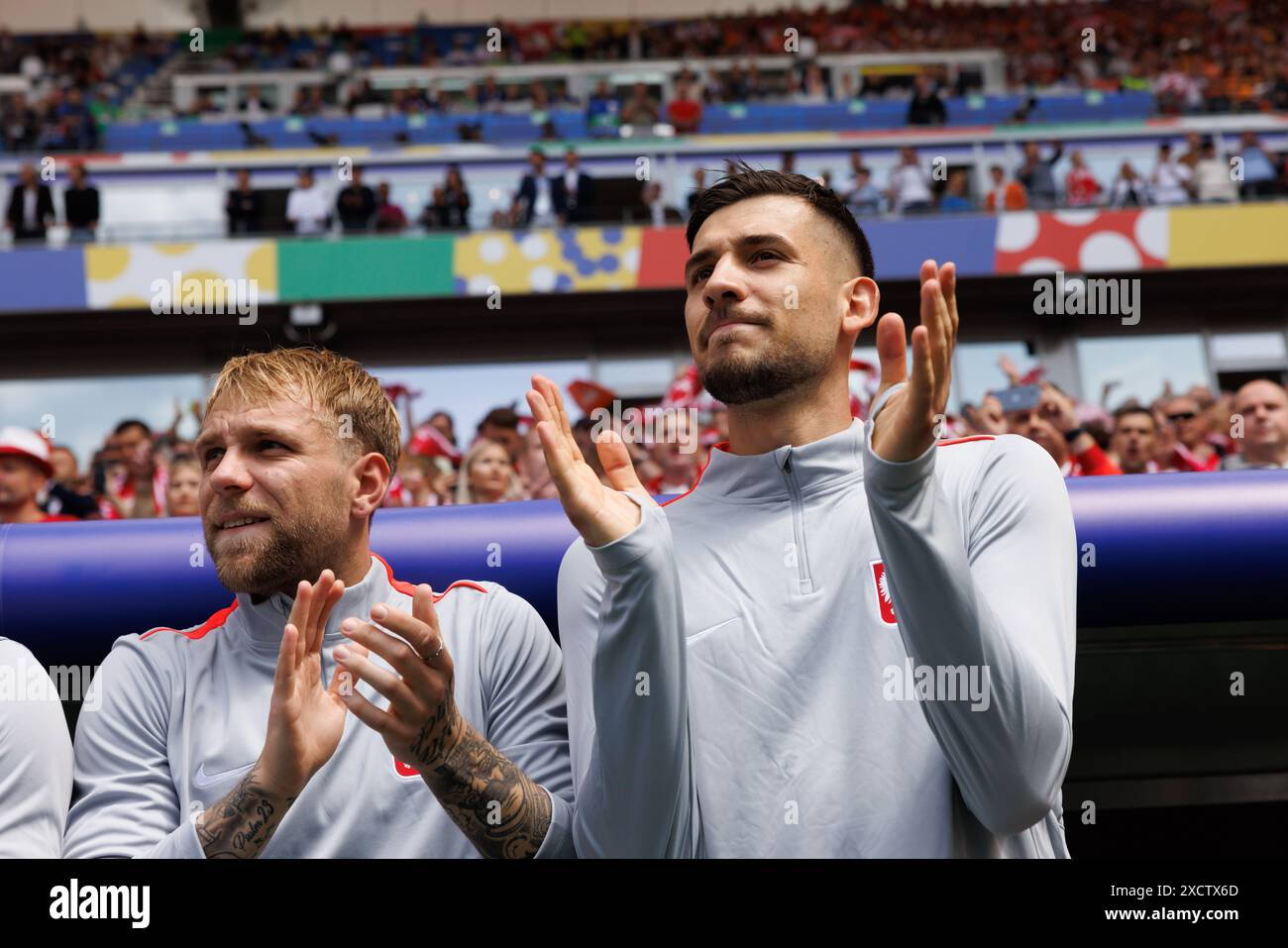 Tymoteusz Puchacz and Jakub Moder (Poland) seen during UEFA Euro 2024 ...