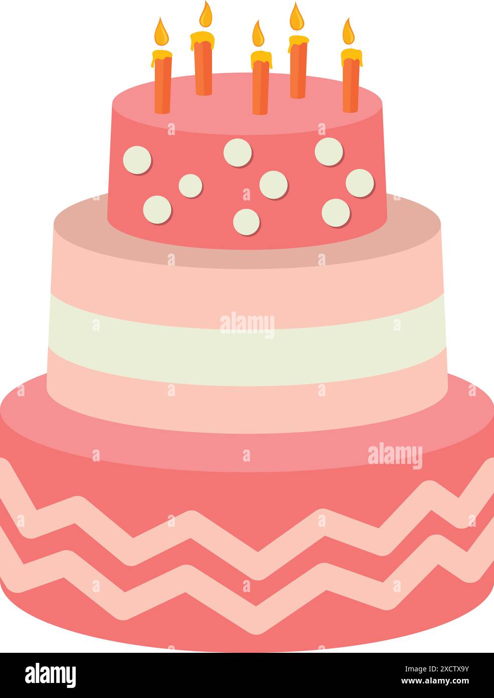 Three-layer cake with candles Stock Vector Image & Art - Alamy