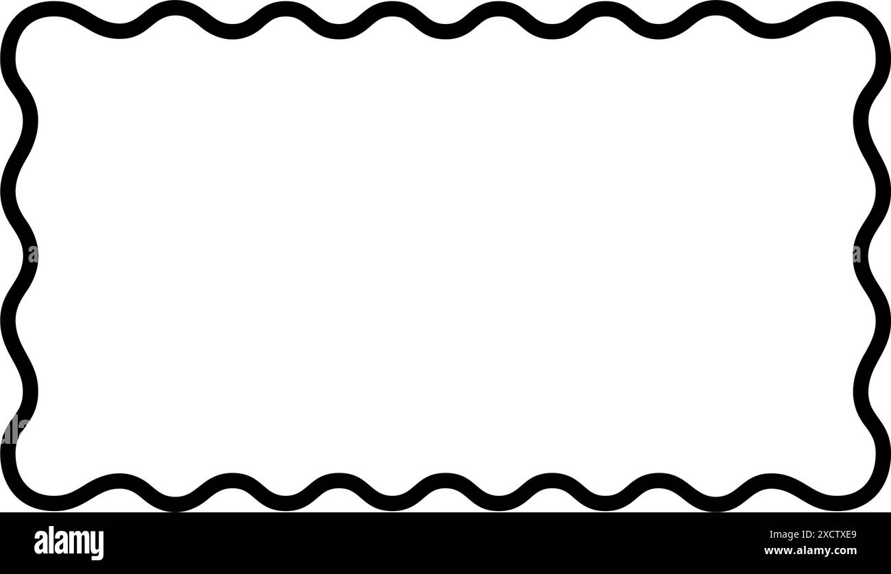 Rectangle frame with wiggly edges. Rectangular shape with scallop borders. Picture or mirror ...