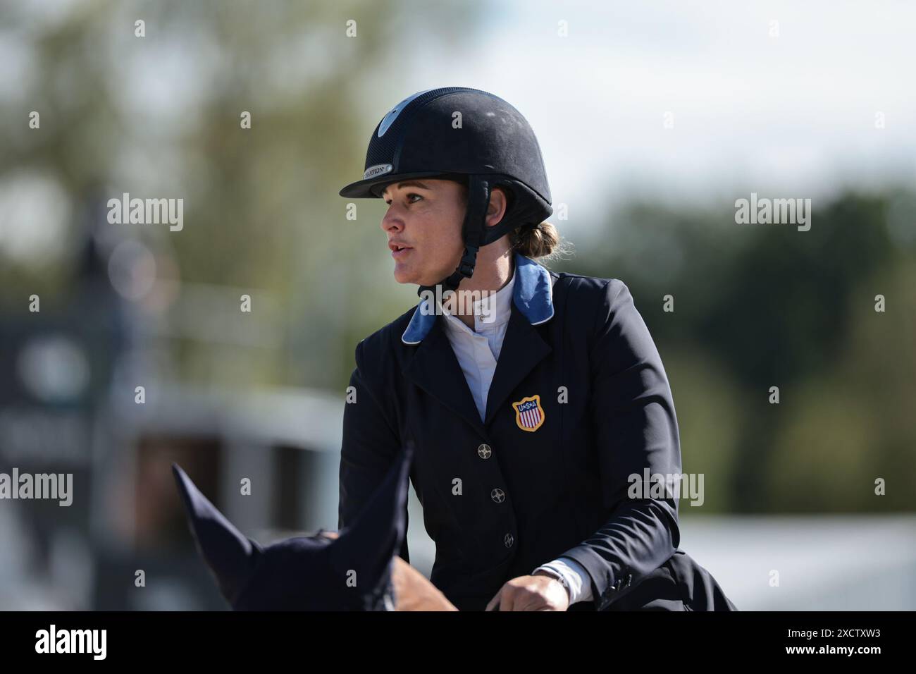 Katherine Coleman of USA with Monbeg Senna during the CCI5* showjumping ...