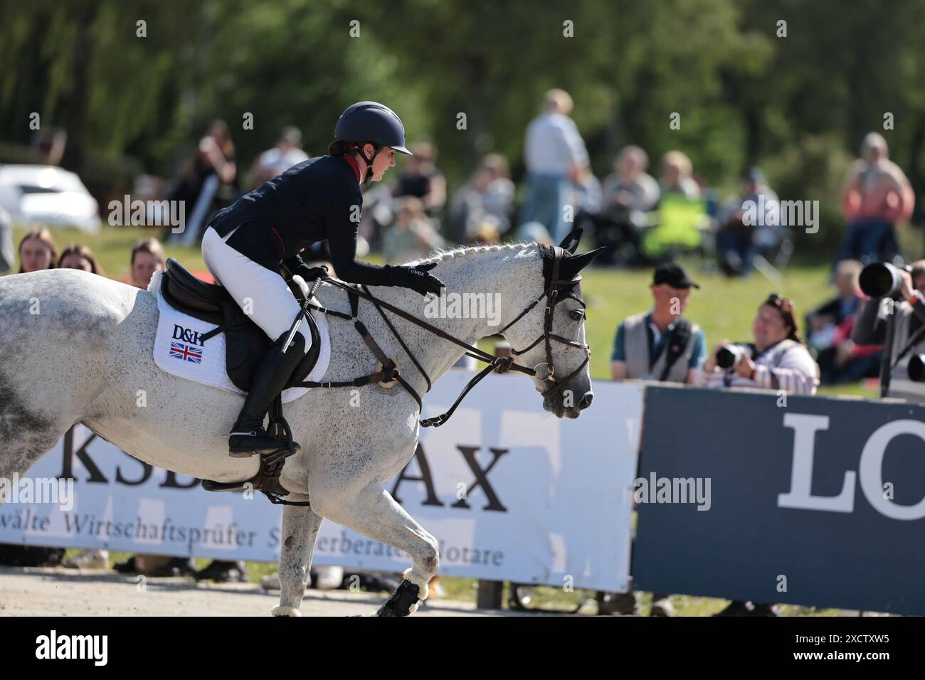 Laura Collett of Great Britain with Hester during the CCI5* showjumping ...