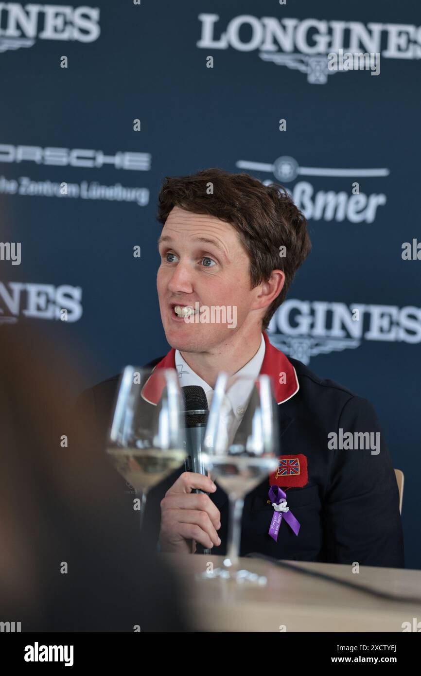 Tom McEwen of Great Britain during the CCI4* winners’ press conference at the Longines Luhmuhlen ...