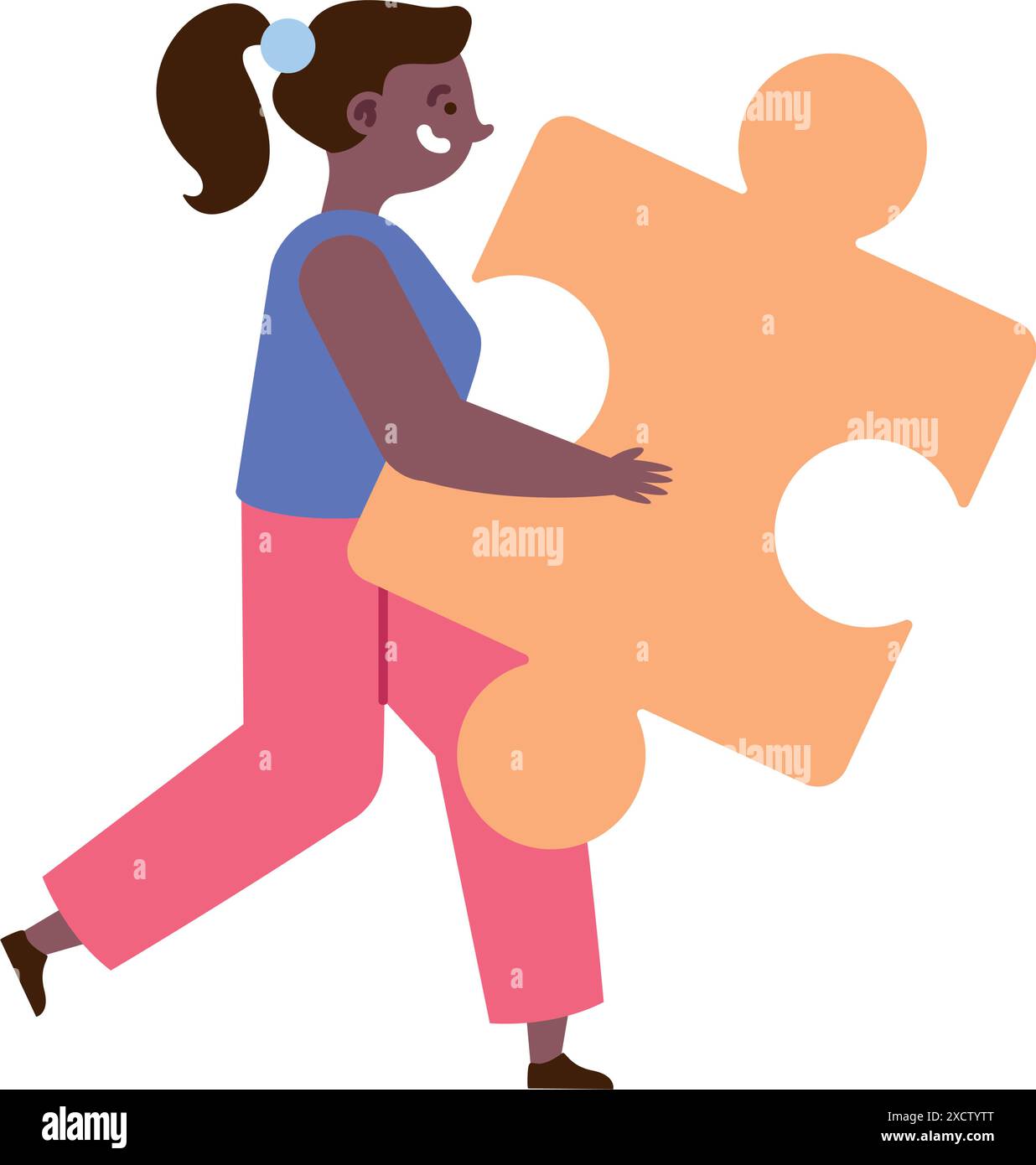 woman holding puzzle cartoon Stock Vector Image & Art - Alamy