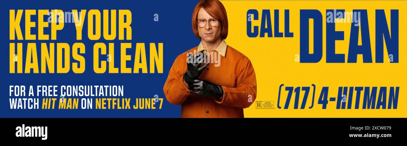 HIT MAN, US billboard poster, Glen Powell, 2023. © Netflix / courtesy ...