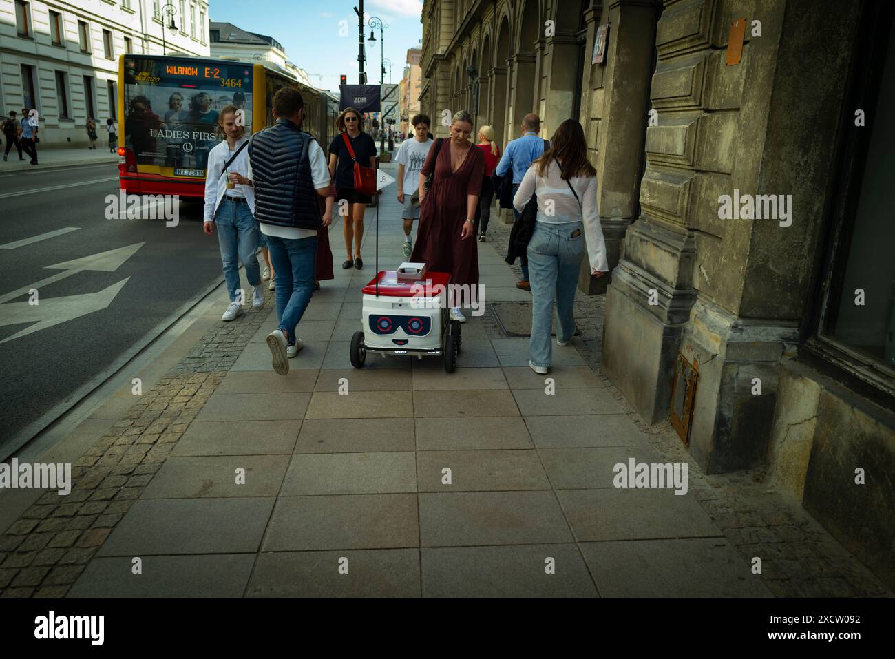 Warsaw, Poland. 17th June, 2024. An autonomous food delivery robot is ...