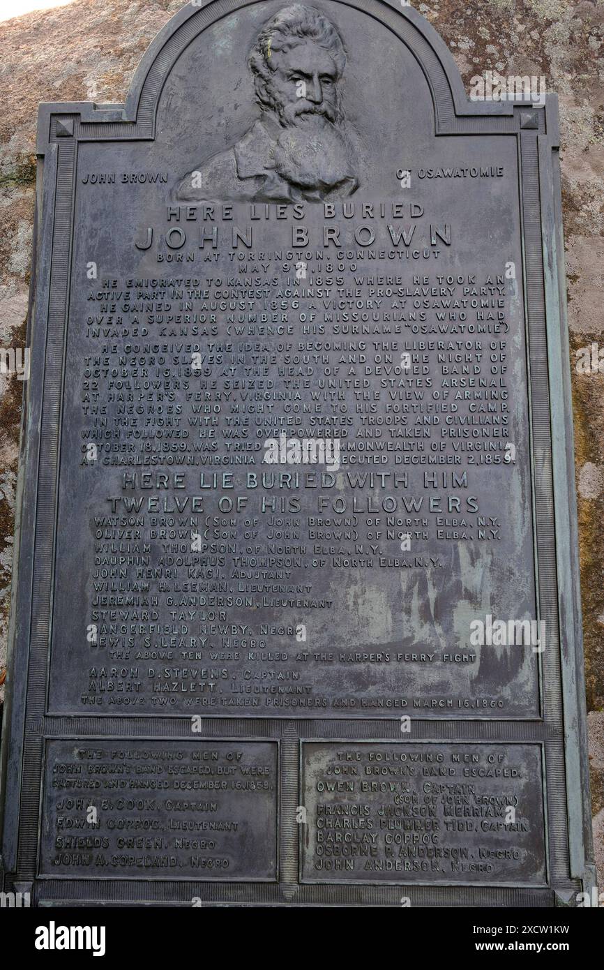 Plaque memorializing John Brown and the Raiders from Harpers Ferry at ...