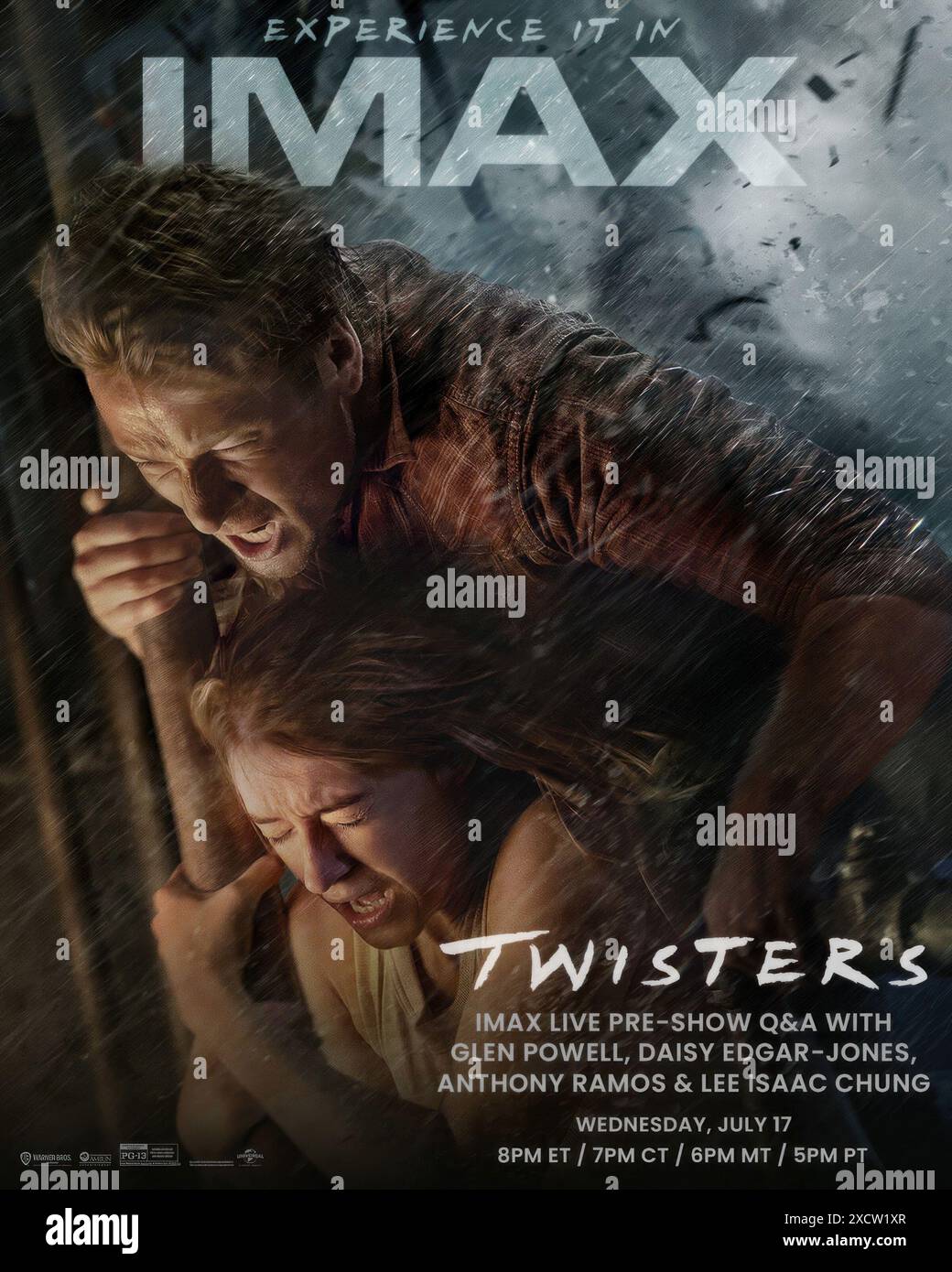 TWISTERS, US IMAX poster, from top: Glen Powell, Daisy Edgar-Jones ...