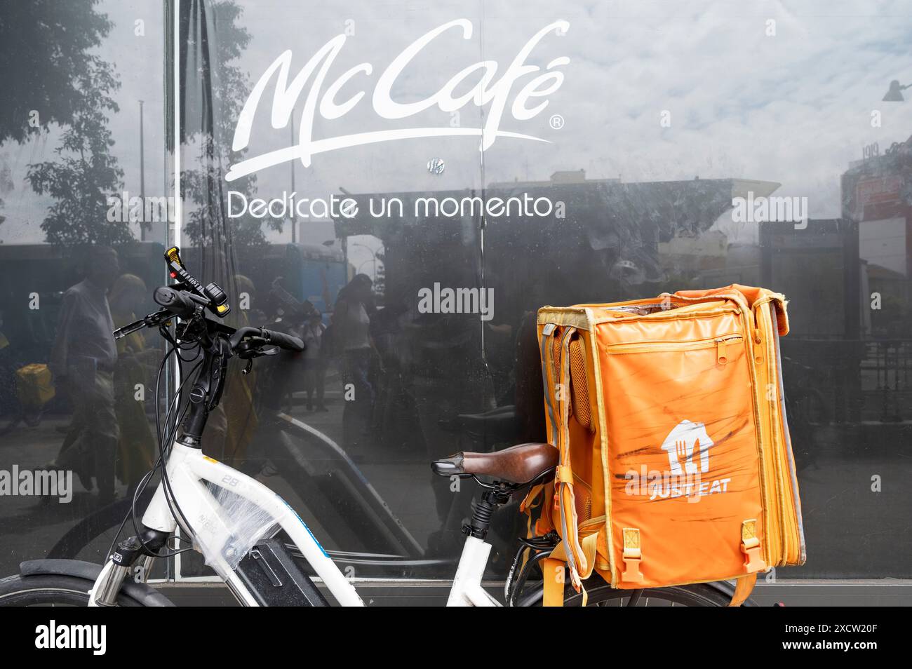 The Spanish start-up on-demand delivery company, Just Eat, bag seen on ...