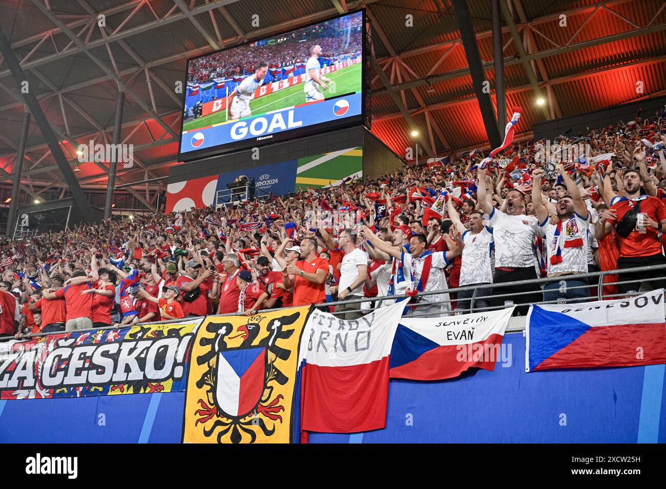 Lipsko, Germany. 18th June, 2024. Czech fans in action during the Czech ...