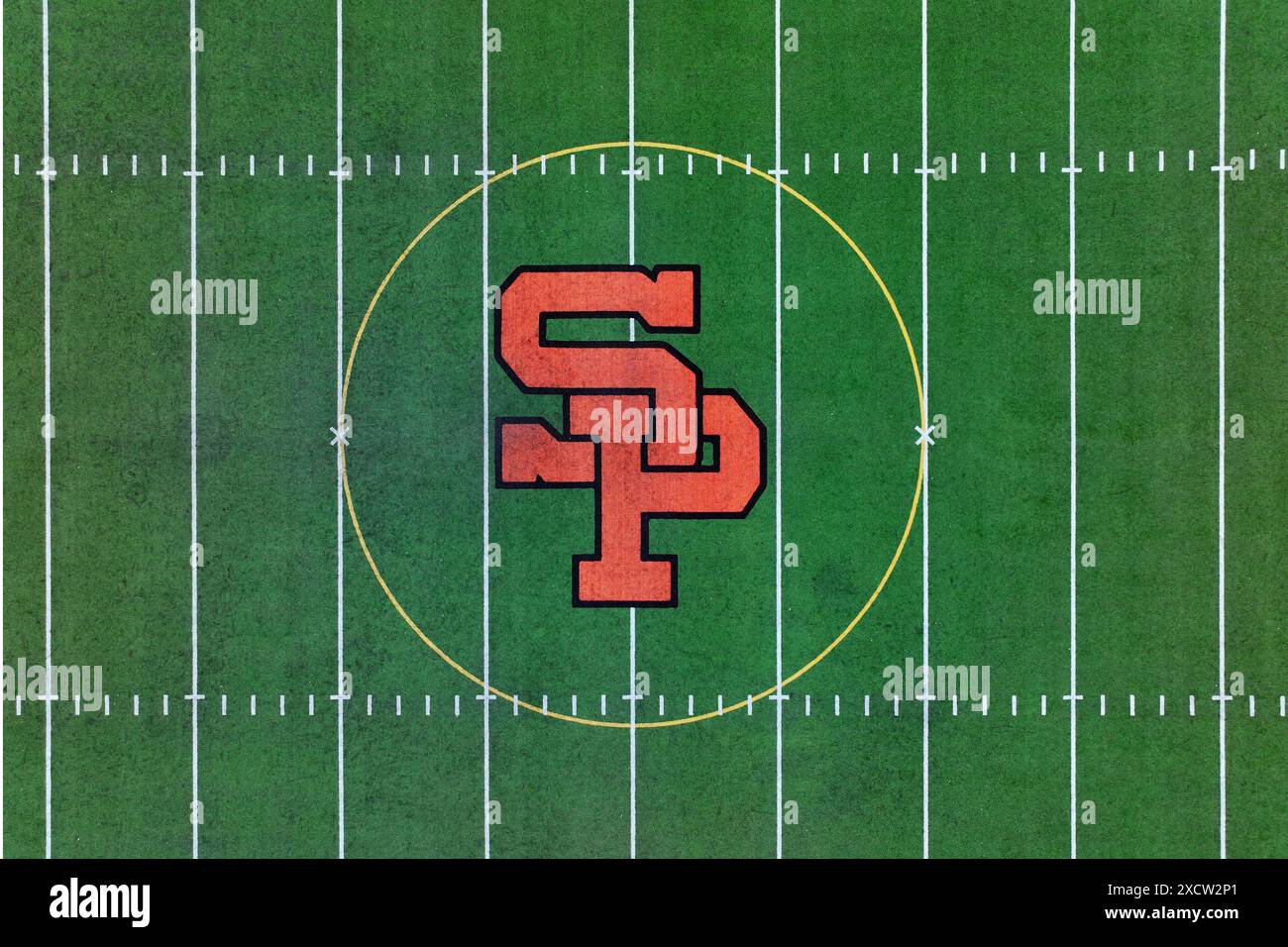 The South Pasadena Tigers logo at midfield of the Football and soccer ...