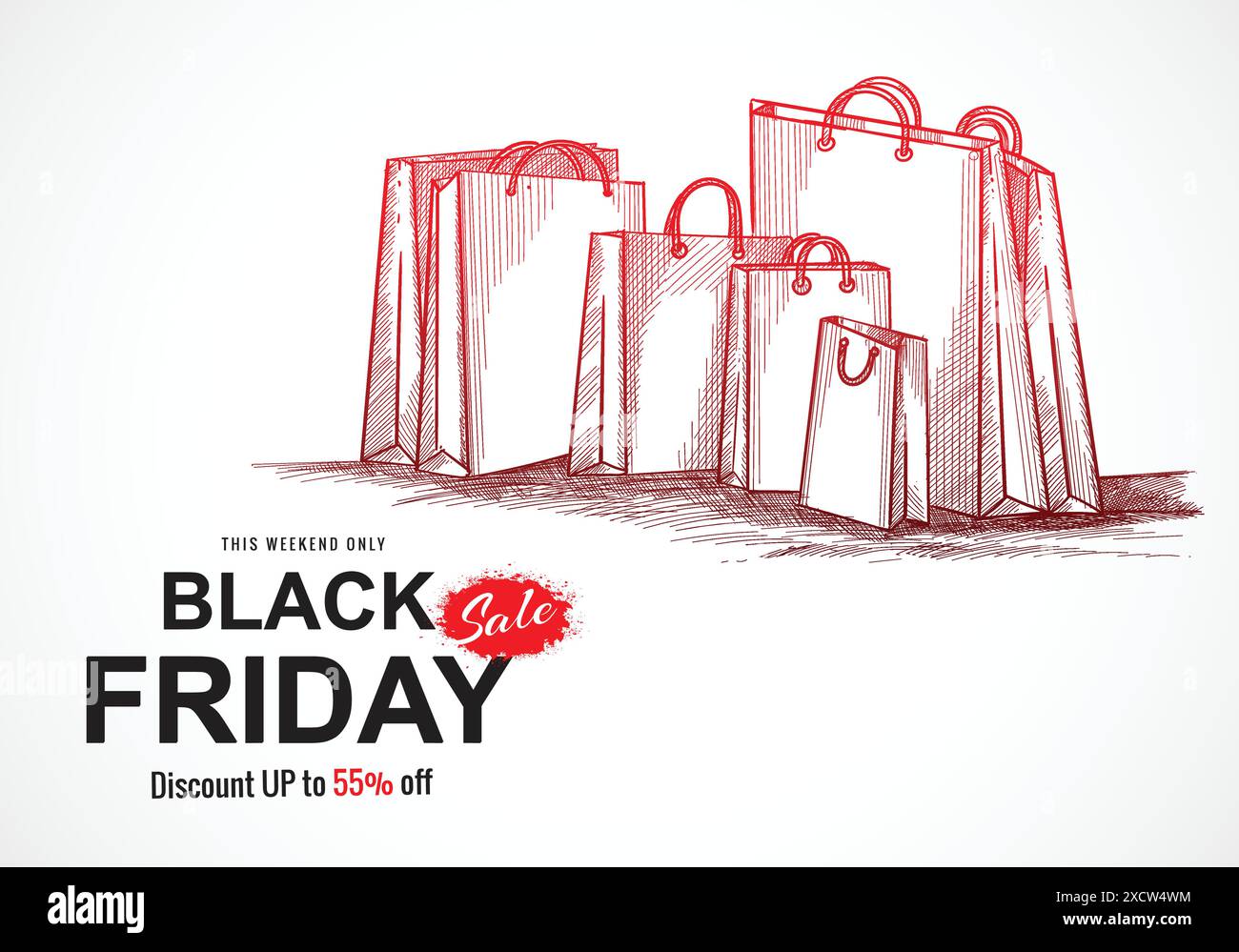 Hand draw black friday shopping sale sketching background Stock Vector ...