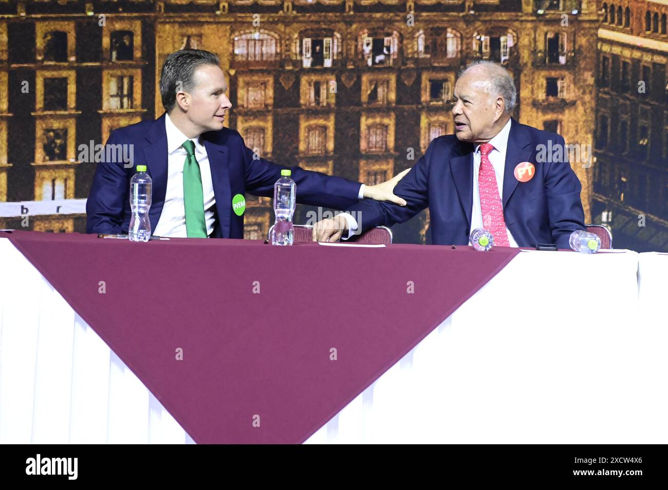 Manuel Velasco Coello and National President of the Partido del Trabajo ...