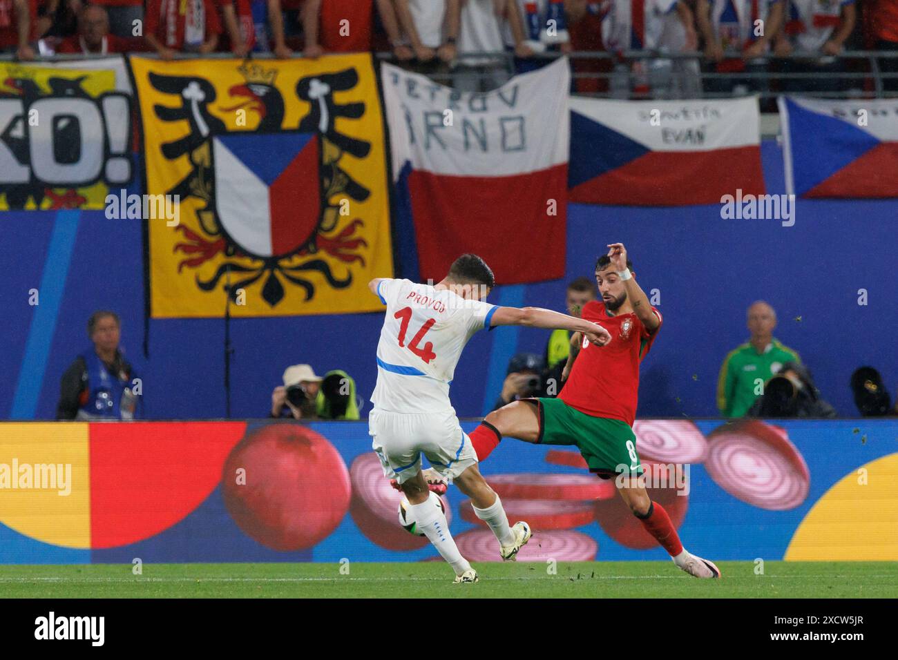 Lukas Provod scoring goal next to Bruno Fernandes during UEFA Euro 2024 ...