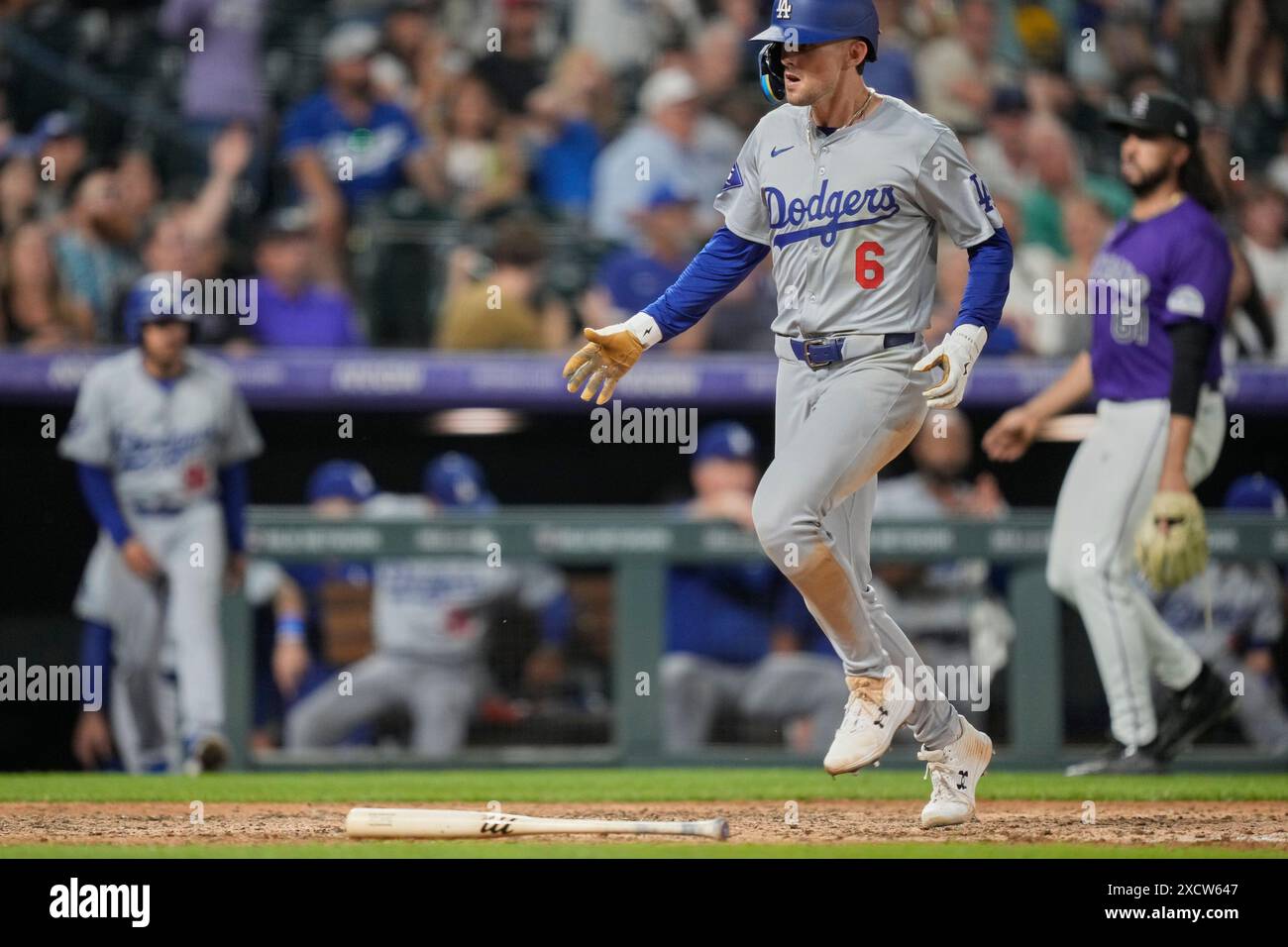 April 24 2024: Los Angeles third baseman Cavan Biggio (5) runs home ...