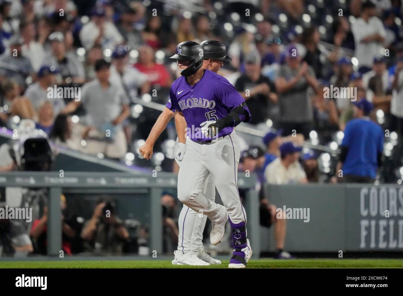April 24 2024: Colorado designated hitter Hunter Goodman (15) hits a ...