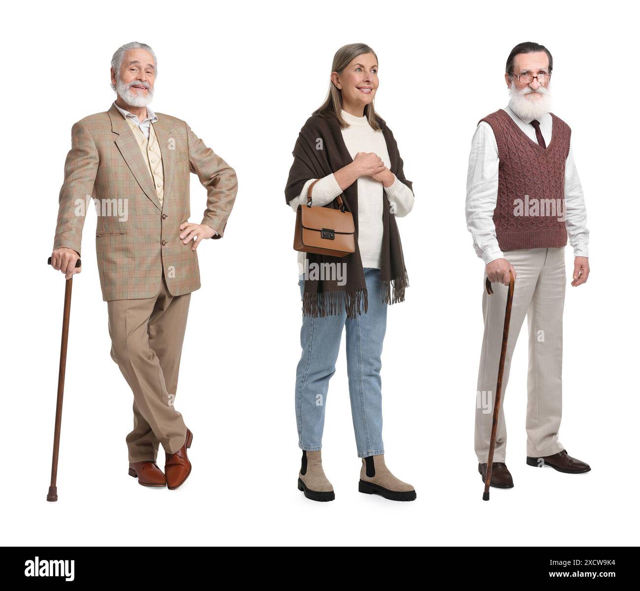 Group of different mature people on white background Stock Photo - Alamy