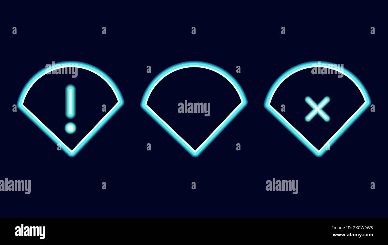 WiFi symbols neon effect dark background. Waves Wi Fi signal icon ...