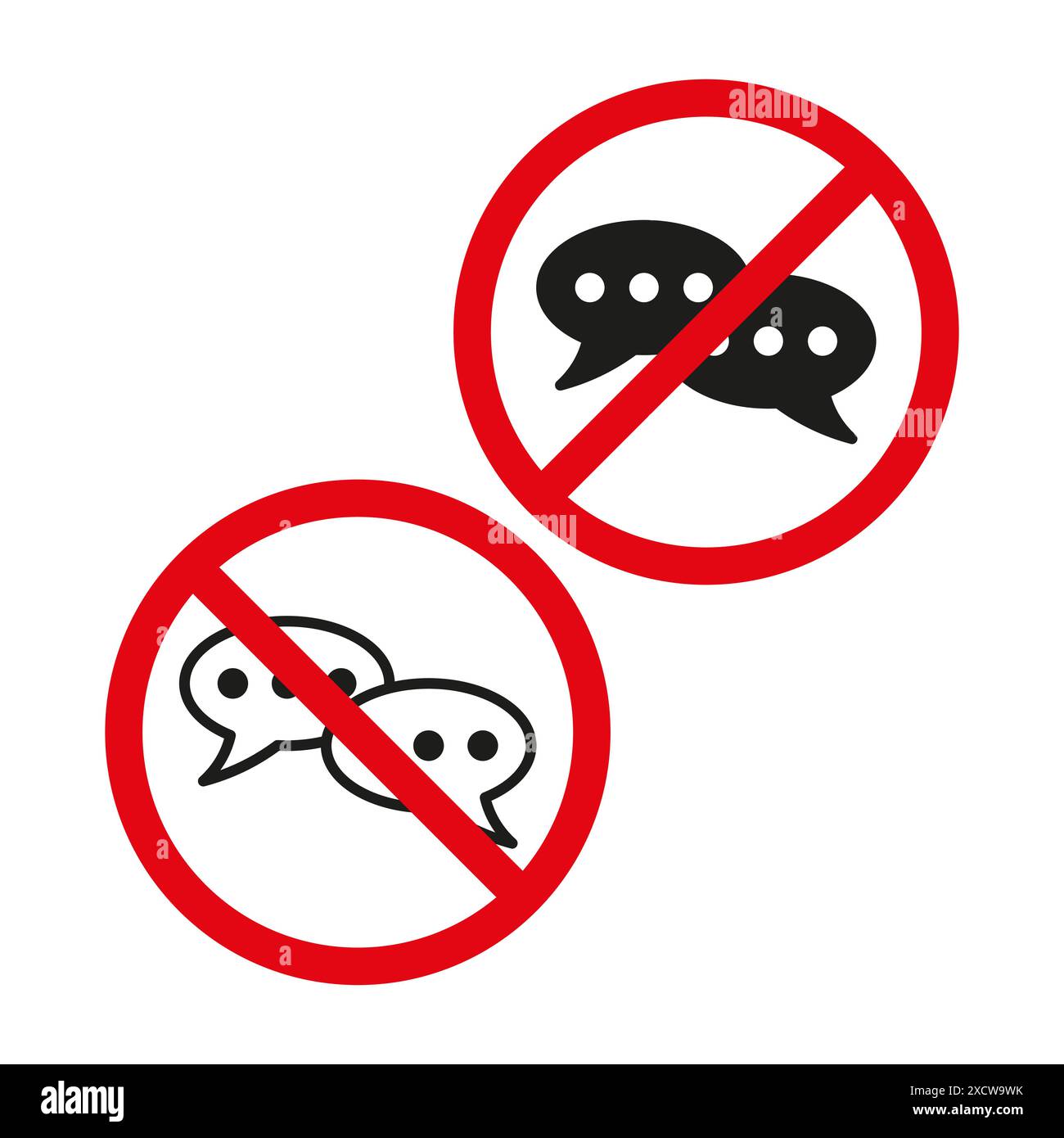 No chat icons. Prohibition sign set. Red circle symbols. Vector graphic ...