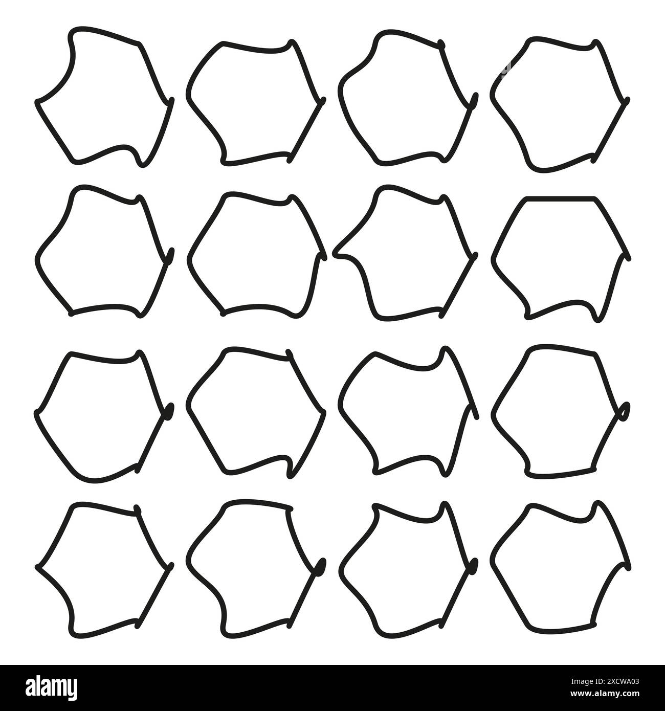 Abstract geometric shapes. Black irregular pentagons. Vector outline design. White background ...