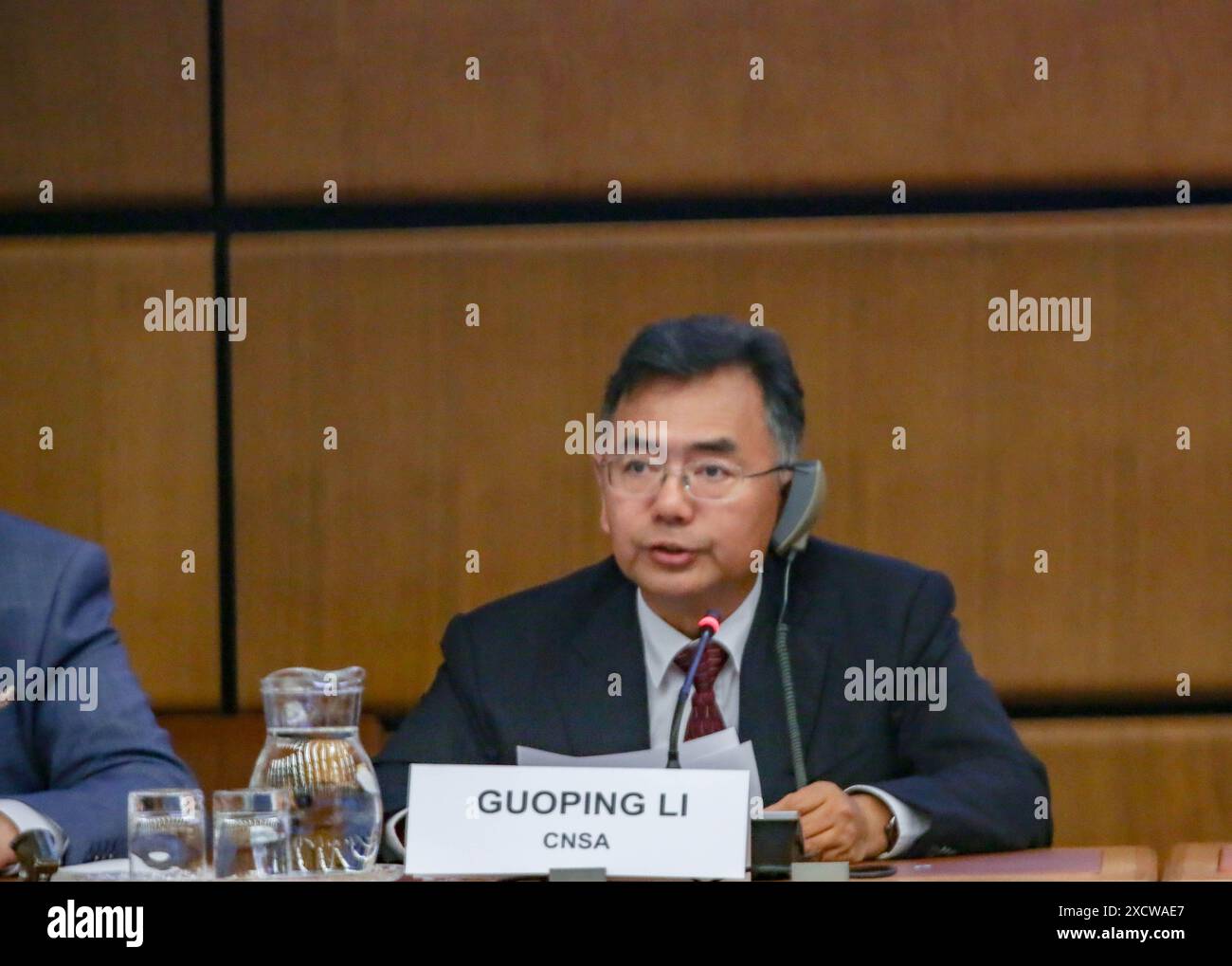 Vienna, Austria, Austria. 18th June, 2024. GUOPING LI of CNSA speaks at the Sustainable Lunar ...