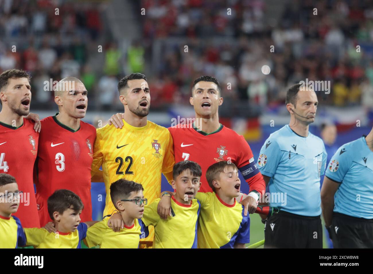 Leipzig, Germany, 18, June, 2024. Cristiano Ronaldo sing the national ...