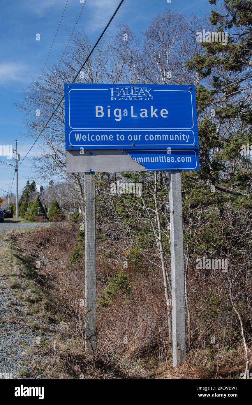 Welcome to Big Lake sign on Prospect Road in Nova Scotia, Canada Stock ...