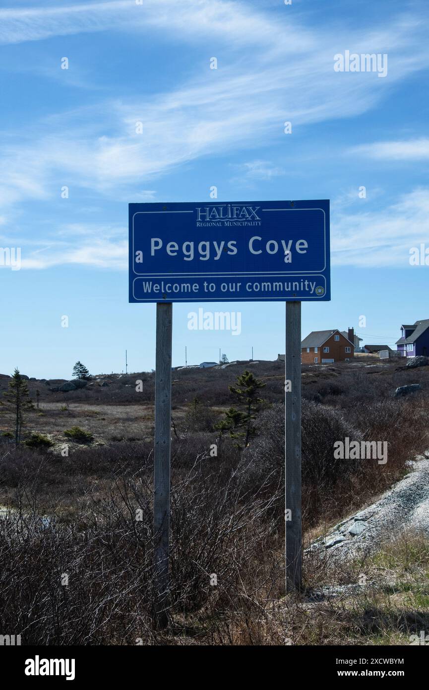 Welcome to Peggy's Cove sign on Peggy's Cove Road in Nova Scotia ...