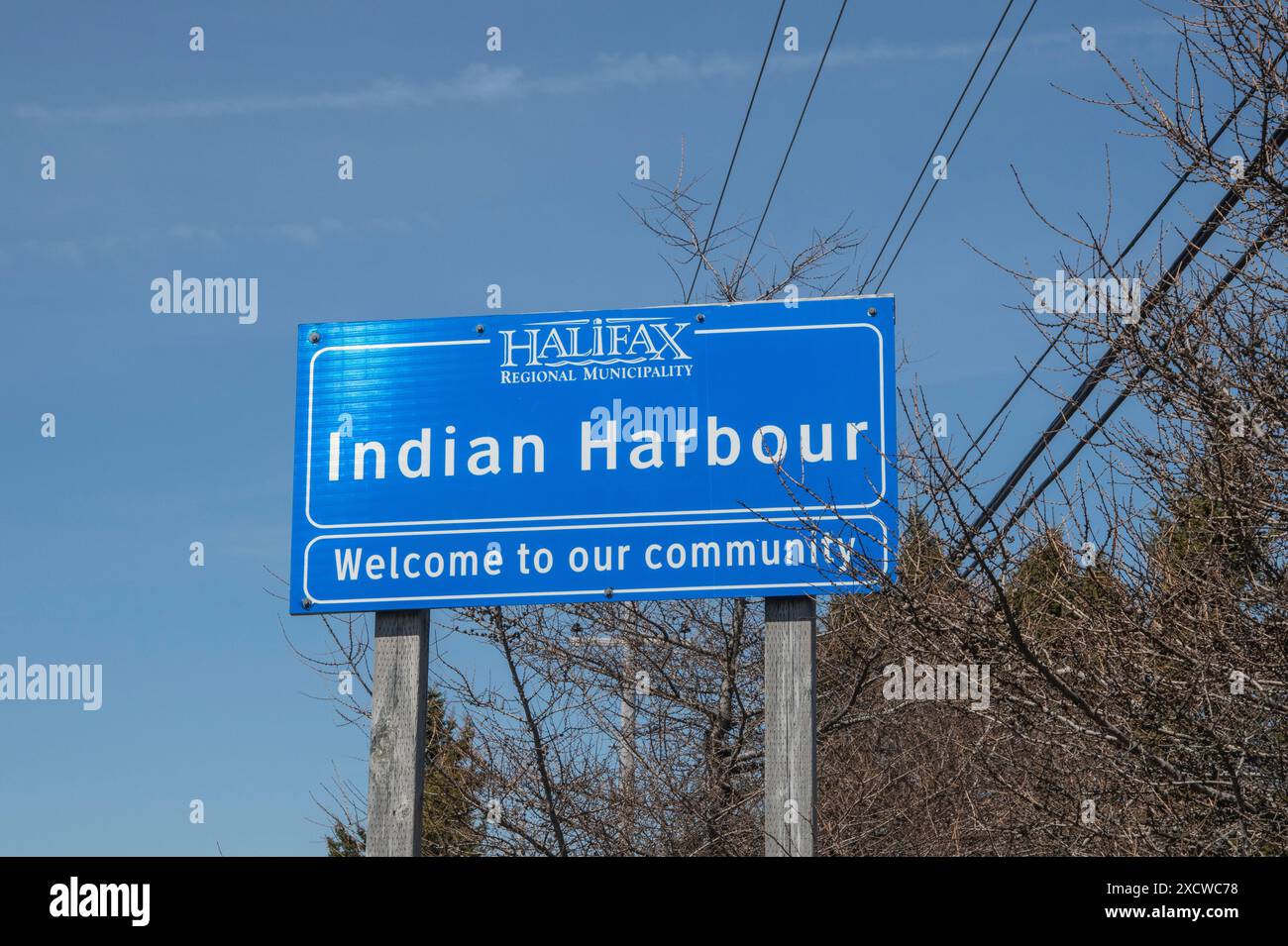 Welcome to Indian Harbour sign on Peggy's Cove Road in Nova Scotia ...