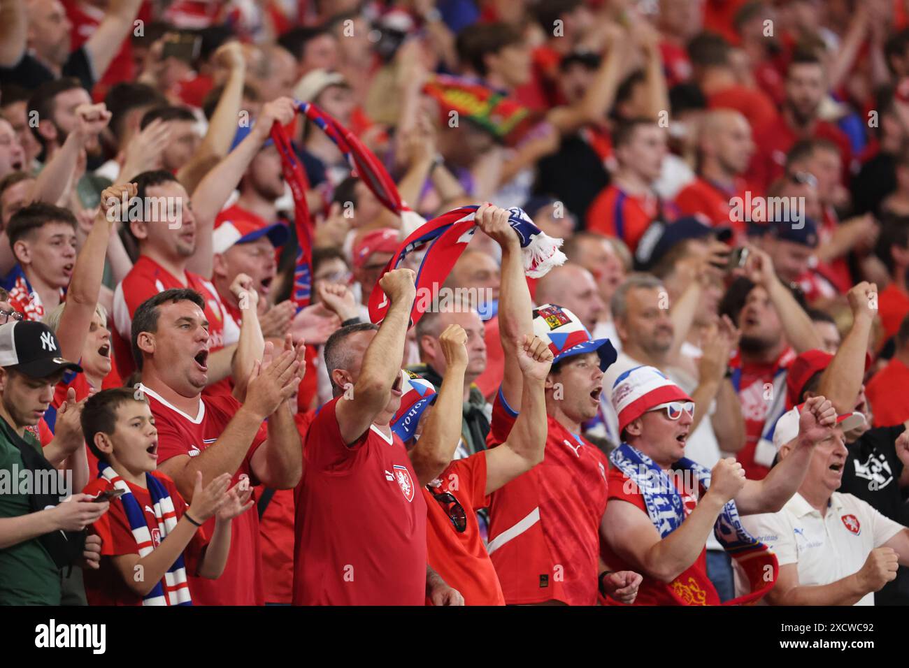 Leipzig, Germany, 18, June, 2024. Czechia Fans celebrate his goal ...