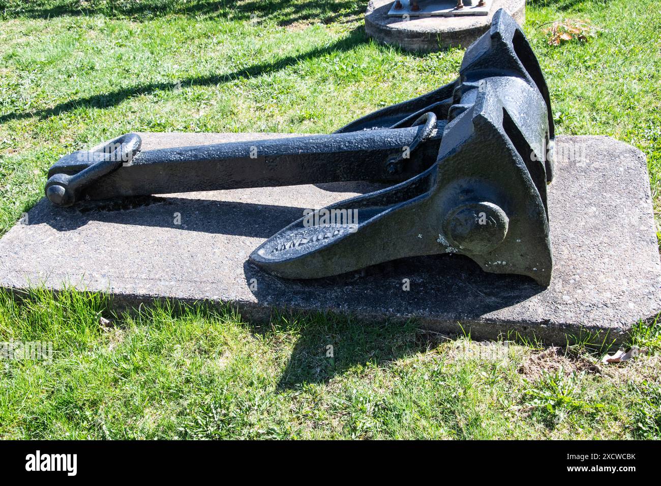 Danforth anchor display in Lunenburg, Nova Scotia, Canada Stock Photo ...
