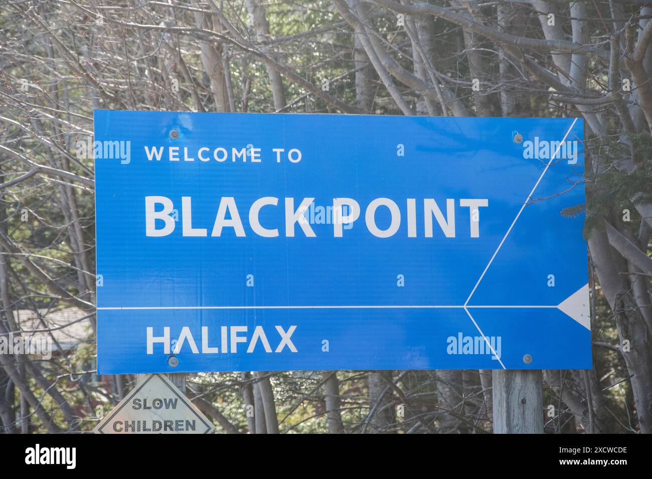 Welcome to Black Point sign on NS 3 in Nova Scotia, Canada Stock Photo ...