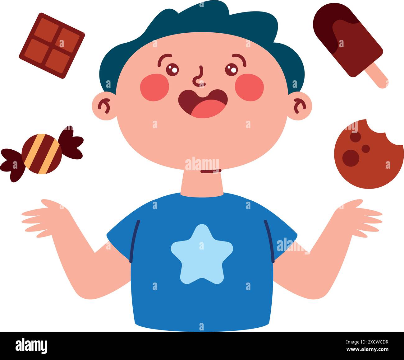 Happy kid boy chocolate Cut Out Stock Images & Pictures - Alamy