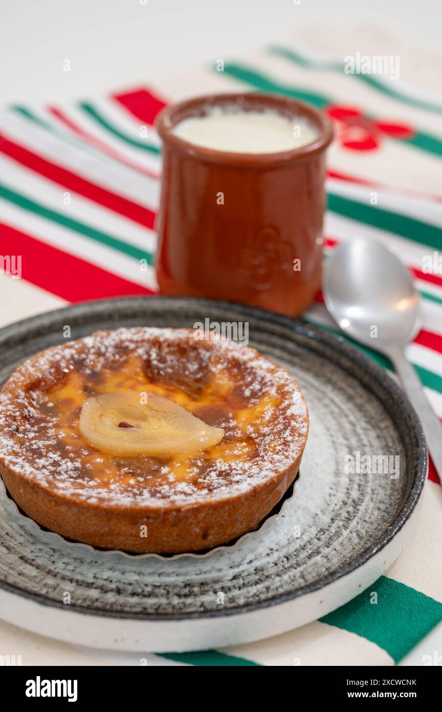 Basques bio food, sheep’s milk curd dessert Mamia or Cuajada, Curd ...