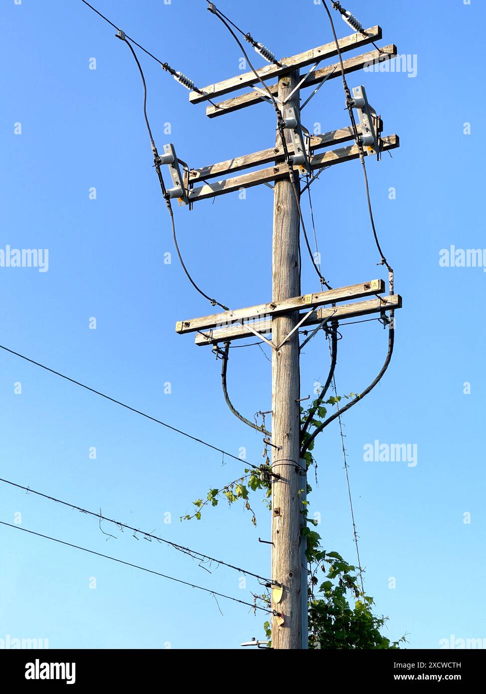 High voltage wooden utility hi-res stock photography and images - Alamy